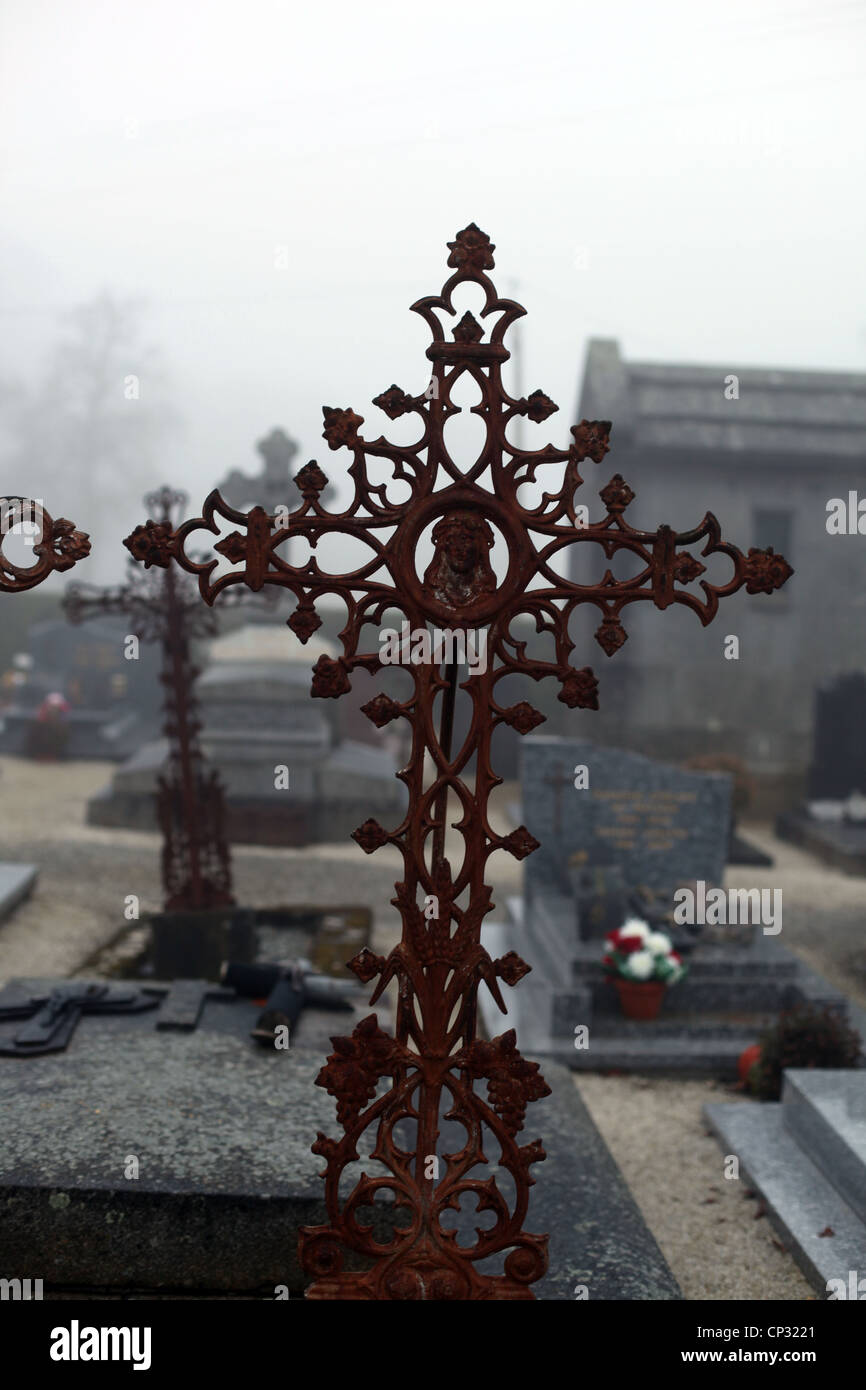 It's a photo of a tombstone in a cemetery in west of Normandy, France ...
