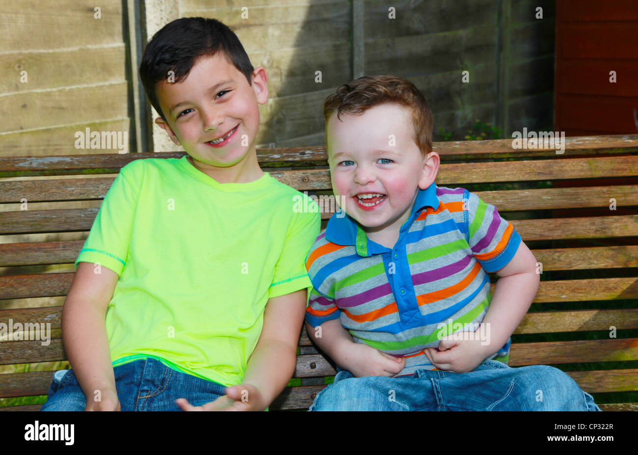 2 boys posing for the camera Stock Photo - Alamy