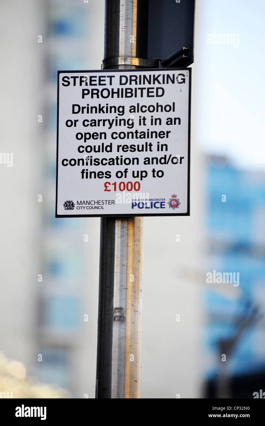 Street Drinking Prohibited sign in Manchester, UK Stock Photo - Alamy