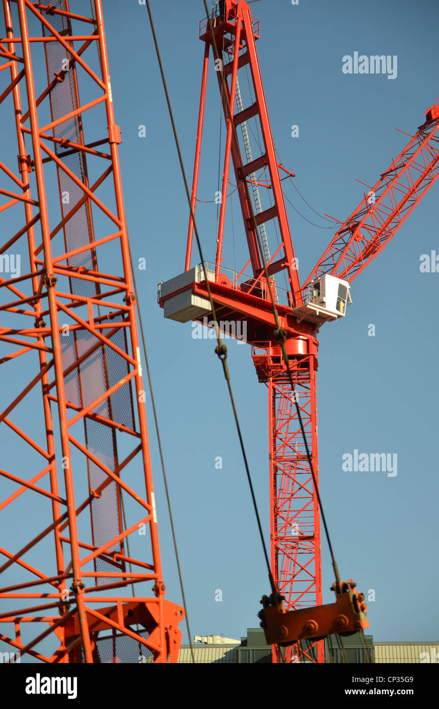 Red cranes on construction site, London Stock Photo - Alamy