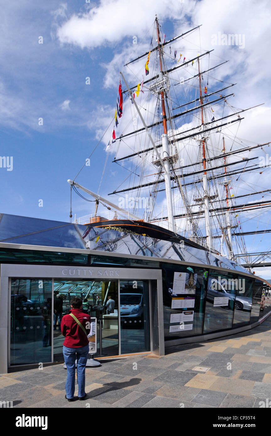 Cutty Sark clipper ship as a visitor attraction seen after restoration ...