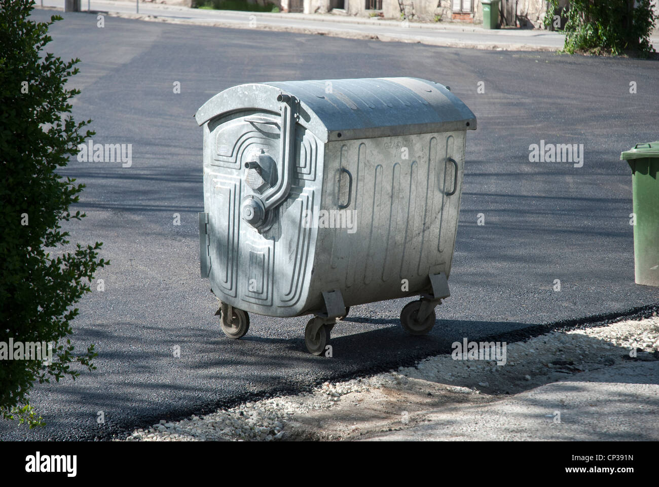 Large metallic bin container Stock Photo - Alamy