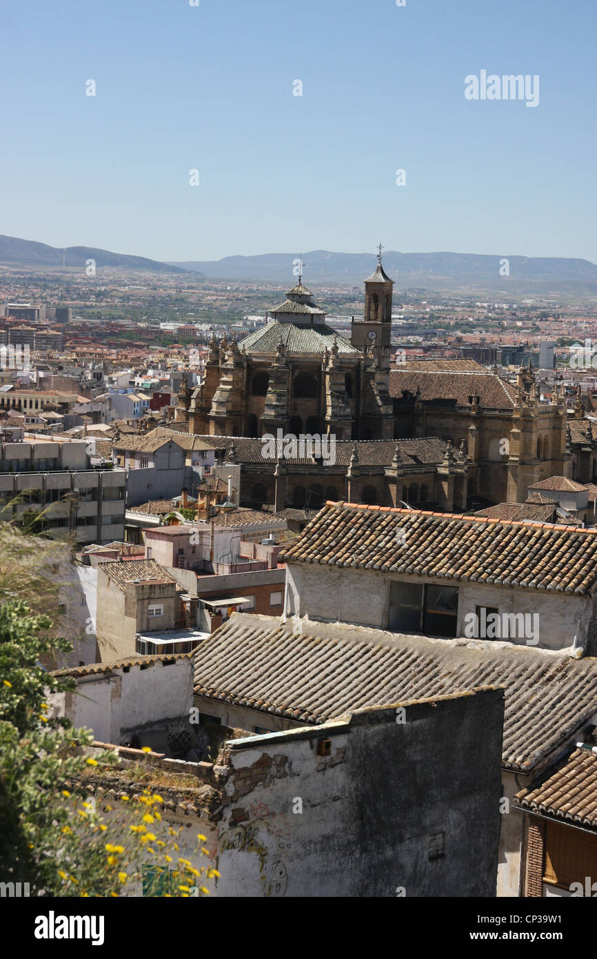 Overlooking the city of Granada in Spain from the Alhambra Palace Stock ...