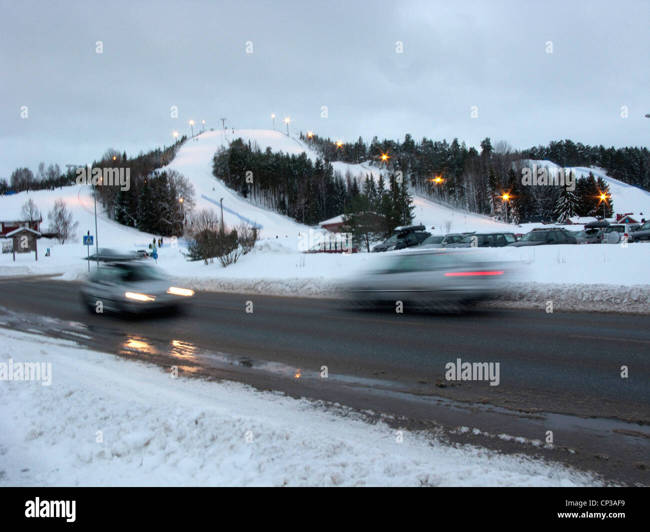 Scenic Road Passing Near Ski Slopes in Stockholm Suburbs – Sweden ...