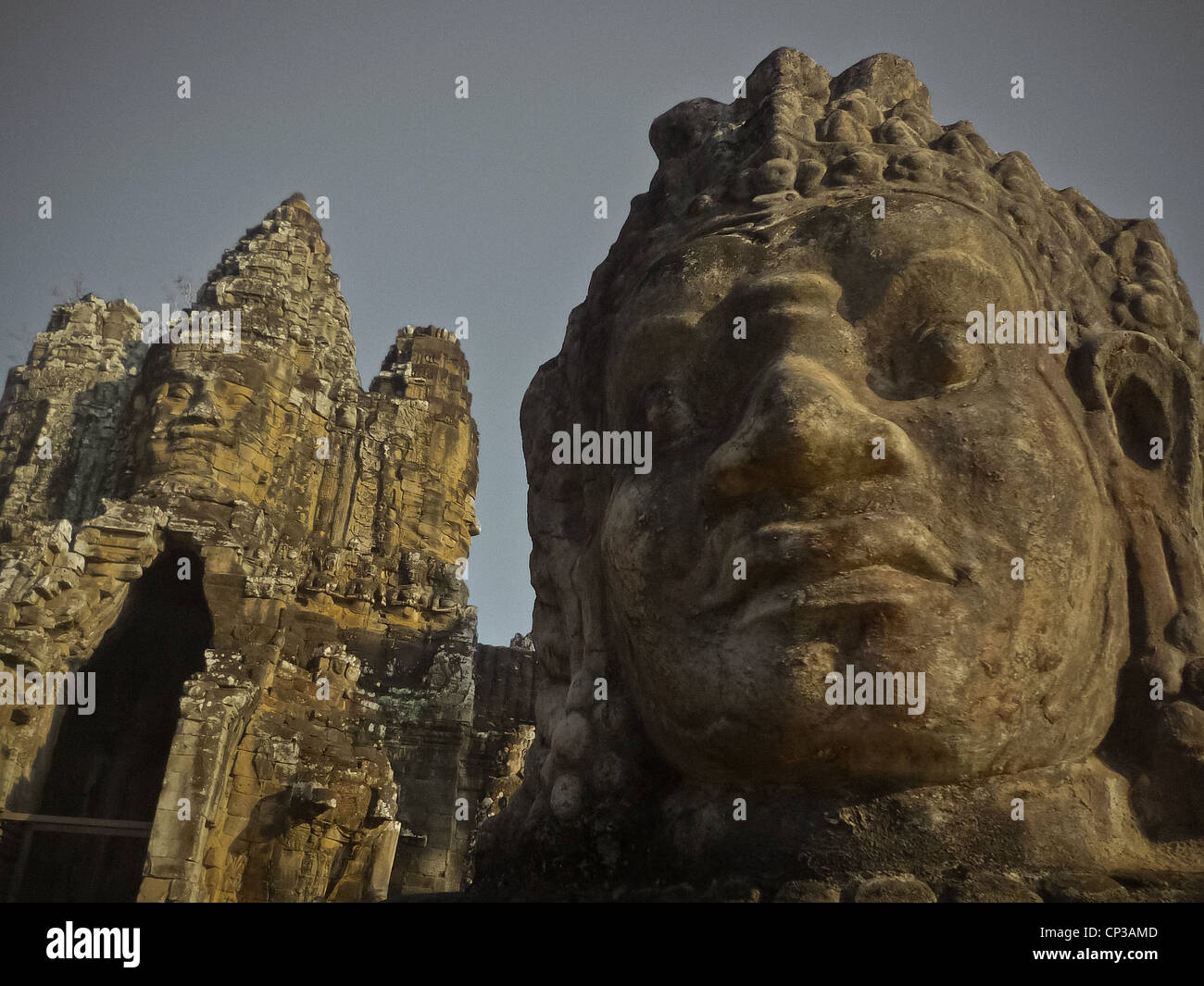 Angkor Thom, Gods and Demons, Demon head The Naga and Yaksa the South ...