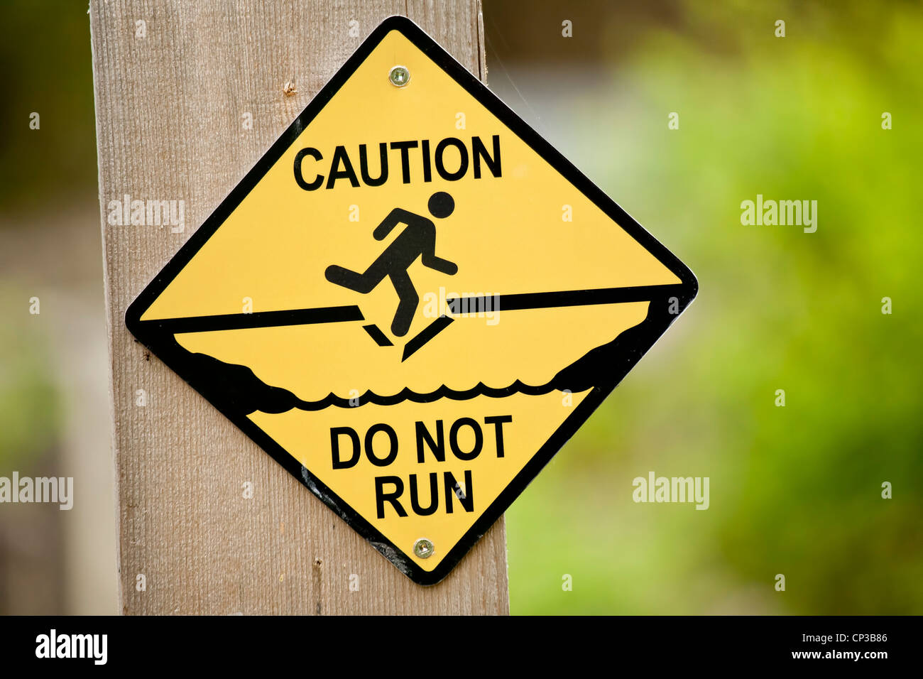 Caution do not run sign posted on entrance to nature boardwalk-Victoria ...