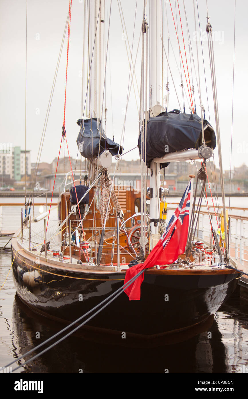 Racing Yacht Bloodhound berthed alongside Royal Yacht Britannia ...