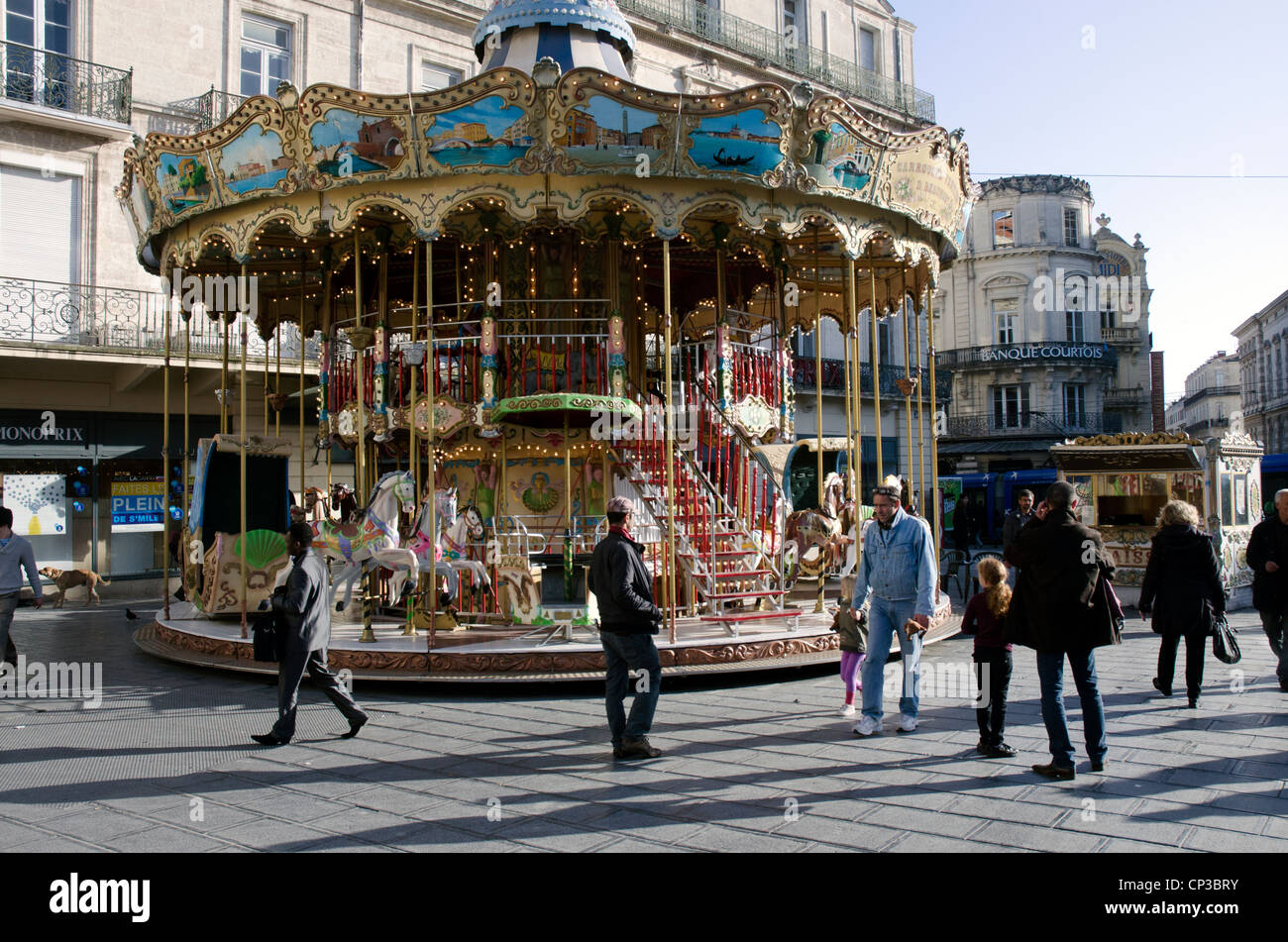 Classical beautiful carousel in the center of Montpellier Stock Photo ...