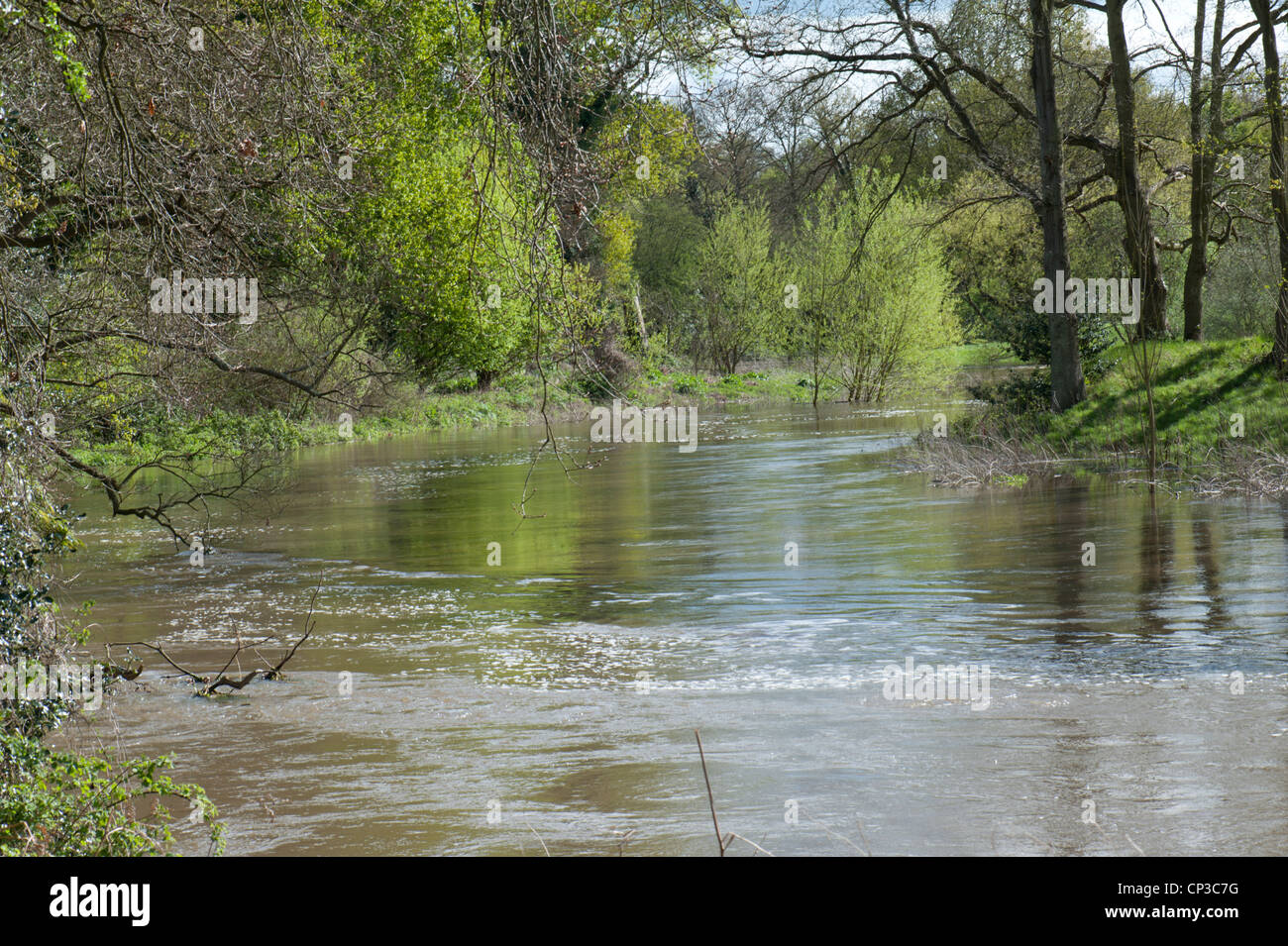 Flooding of the River Wey, April 2012, Wisley, Surrey, UK Stock Photo ...