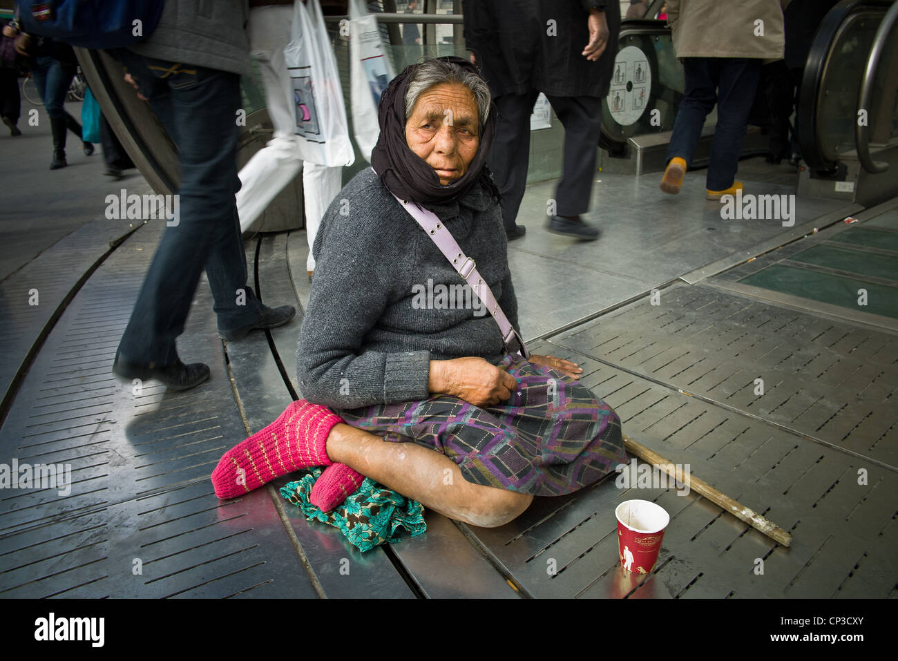 Urban poverty, The portrait of Aicha Roms(roumania gypsy), of the court ...