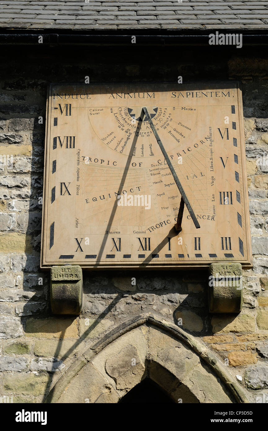 A sundial dating from 1775 fixed to St Lawrence s Church Eyam ...