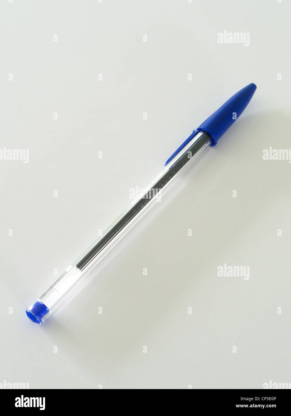 A Bic Crystal Blue Pen on a White Background Stock Photo - Alamy