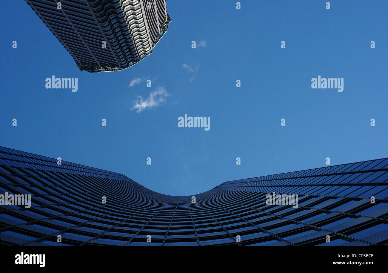An abstract of two high rise buildings in downtown Seattle, Washington ...