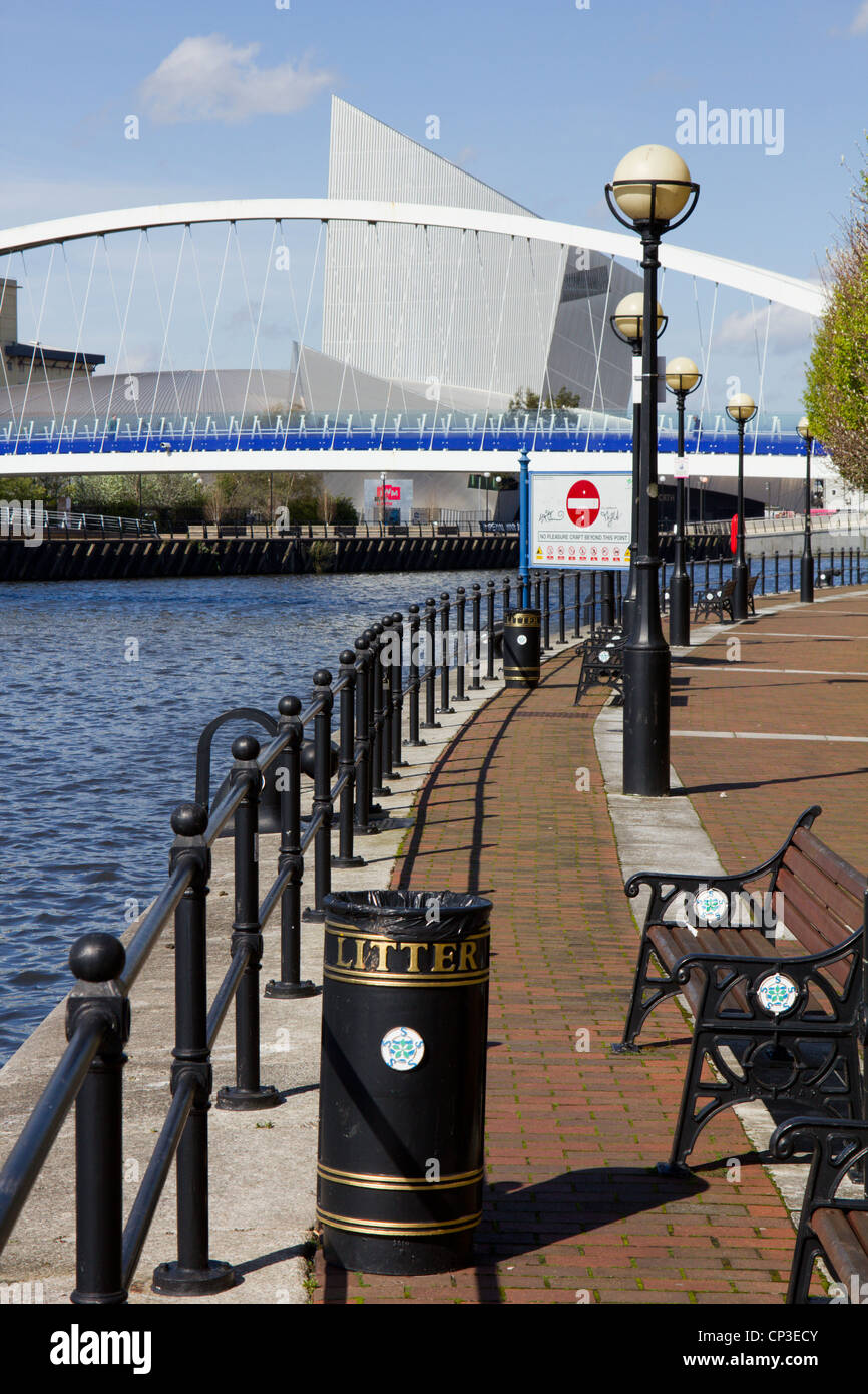 The Salford Quays lift bridge Manchester Ship Canal Greater Manchester ...