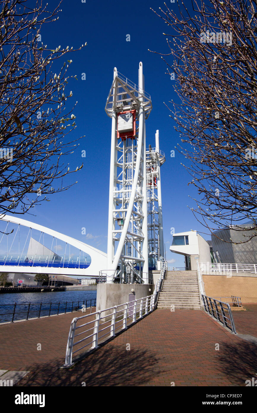 The Salford Quays lift bridge Manchester Ship Canal Greater Manchester ...