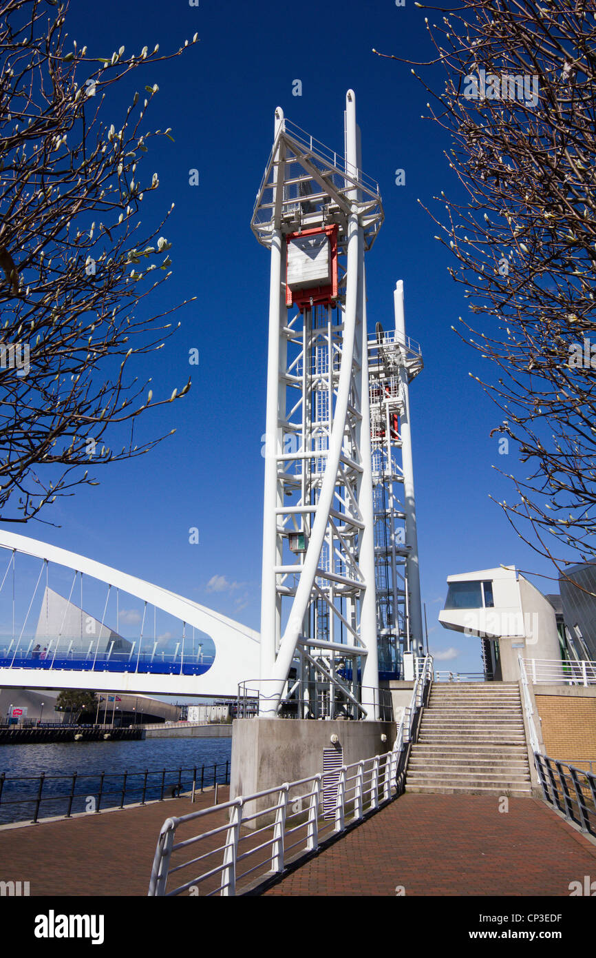 The Salford Quays lift bridge Manchester Ship Canal Greater Manchester ...
