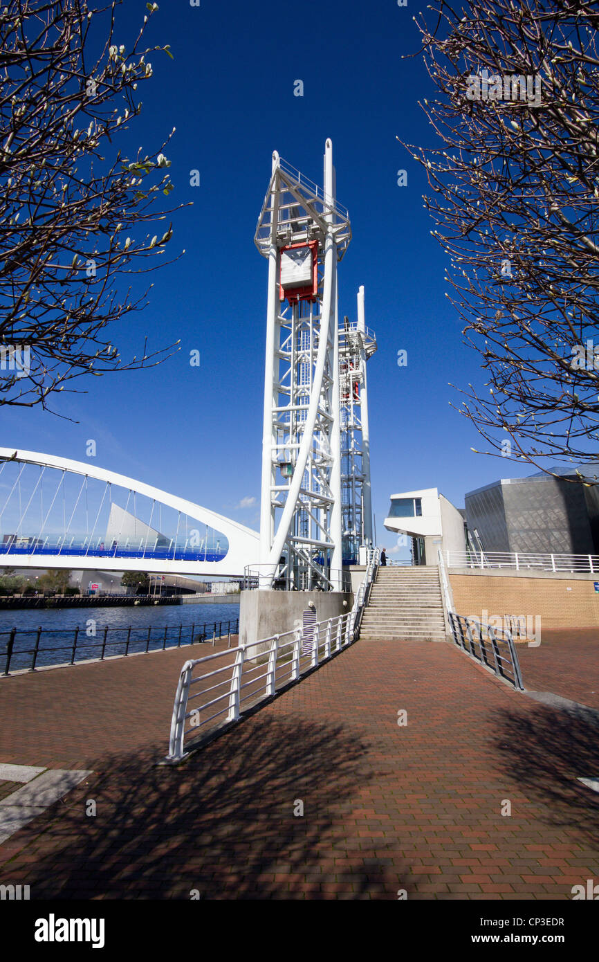 The Salford Quays lift bridge Manchester Ship Canal Greater Manchester ...
