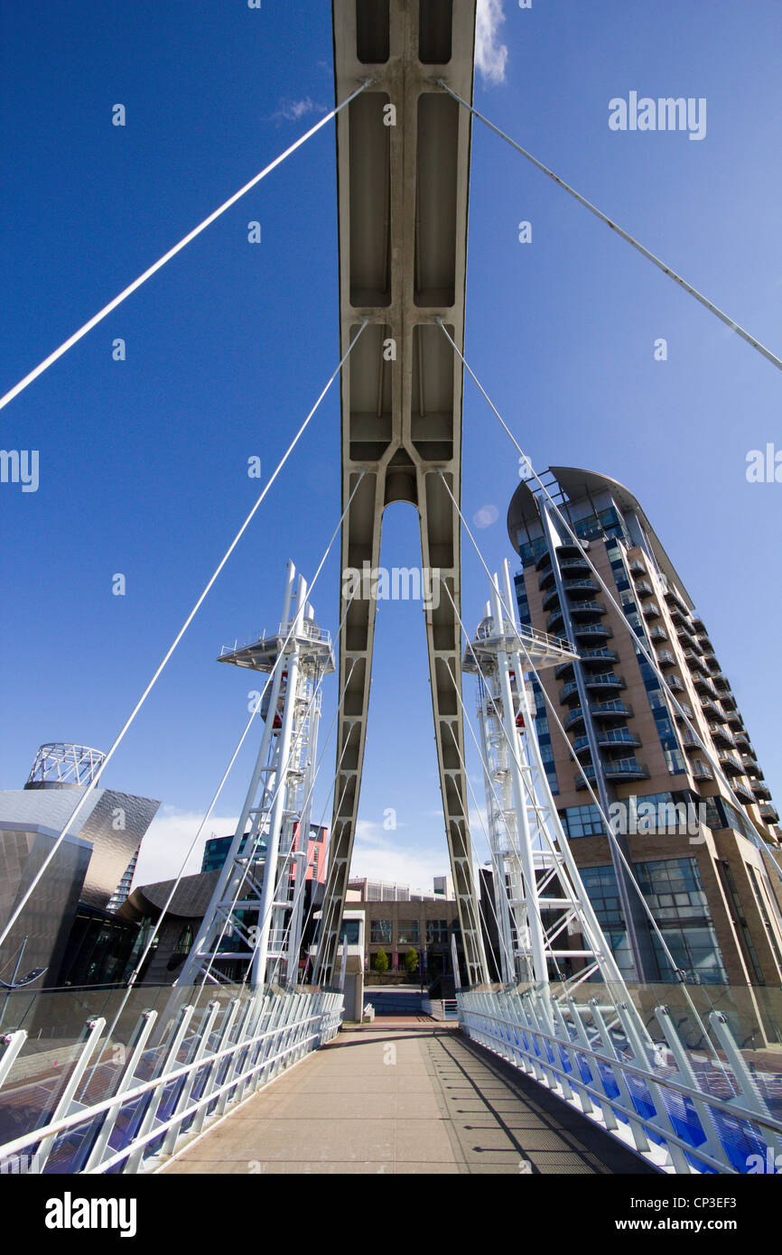 The Salford Quays lift bridge Manchester Ship Canal Greater Manchester ...