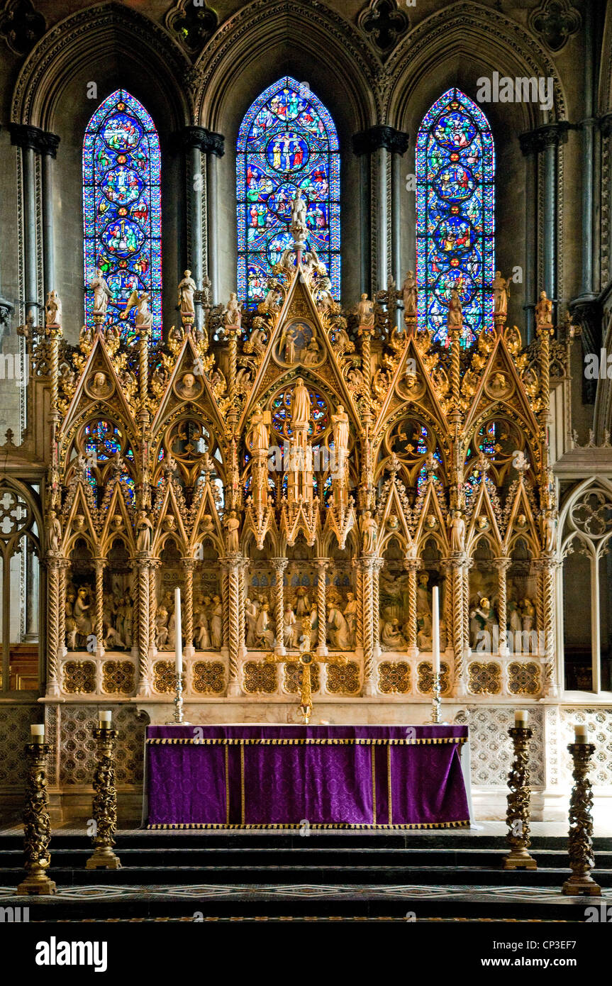 High altar and beautifully carved screen of Ely Cathedral ...