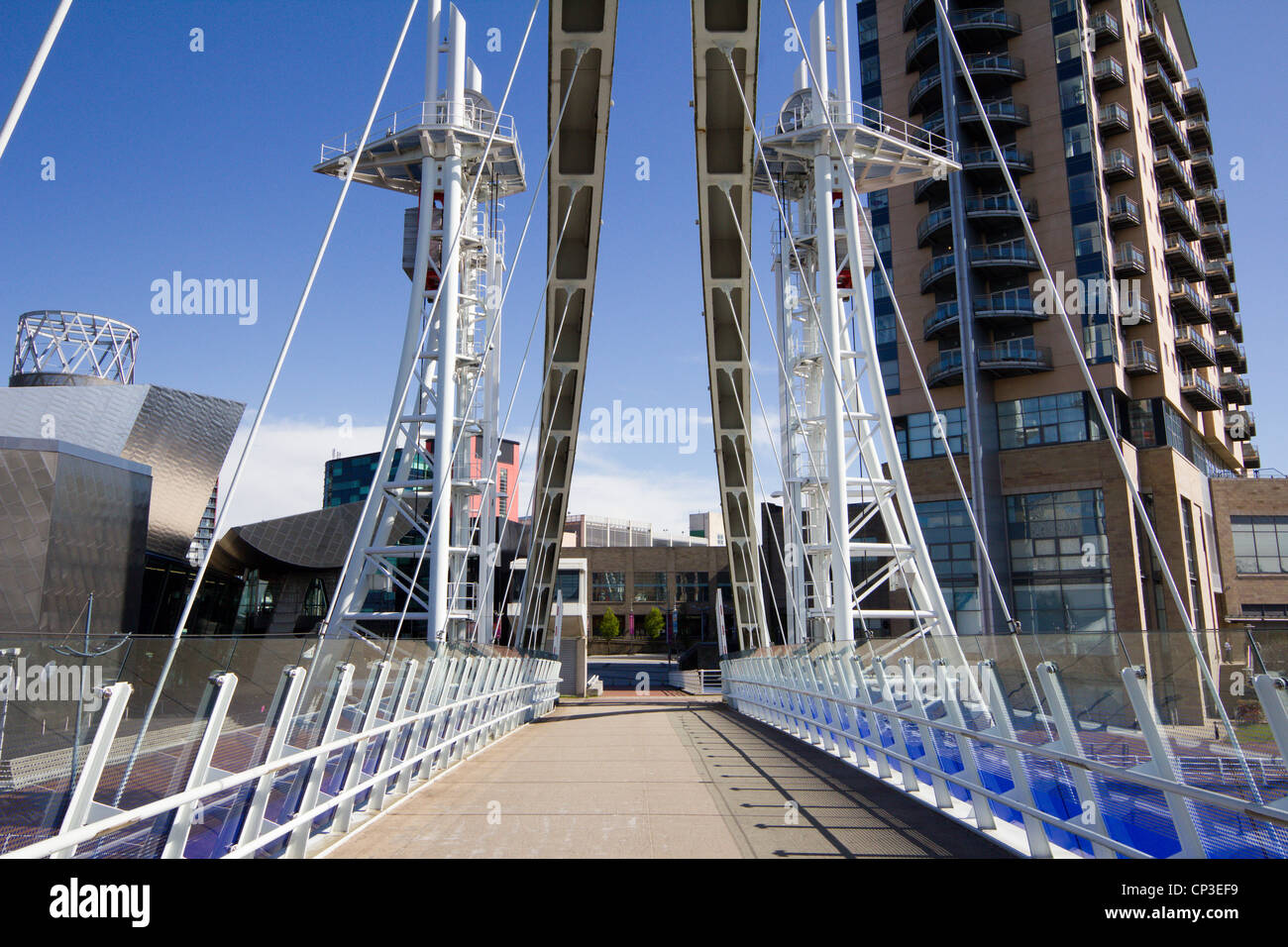 The Salford Quays lift bridge Manchester Ship Canal Greater Manchester ...