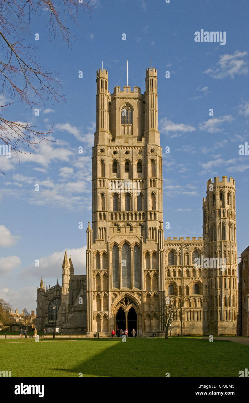 The west Tower and entrance to Ely Cathedral Cambridgeshire England ...
