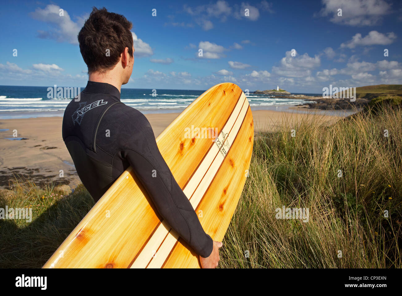 James Otter and surfboard at Godrevy point Stock Photo - Alamy