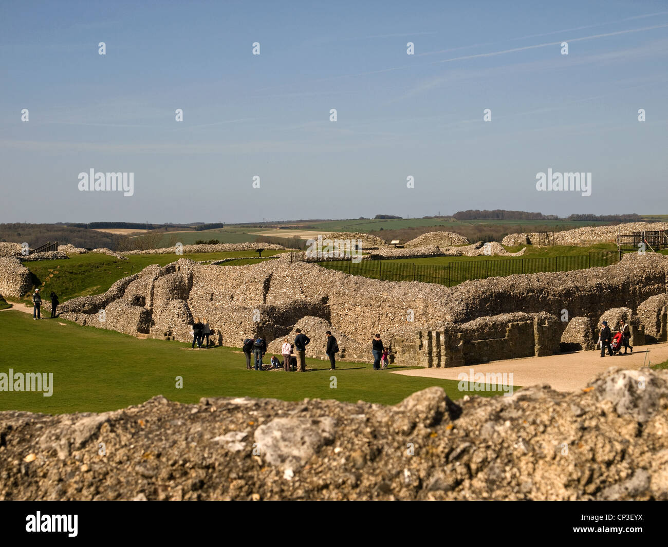 The ruins of Iron Age hill fort Old Sarum Salisbury Wiltshire Hampshire ...