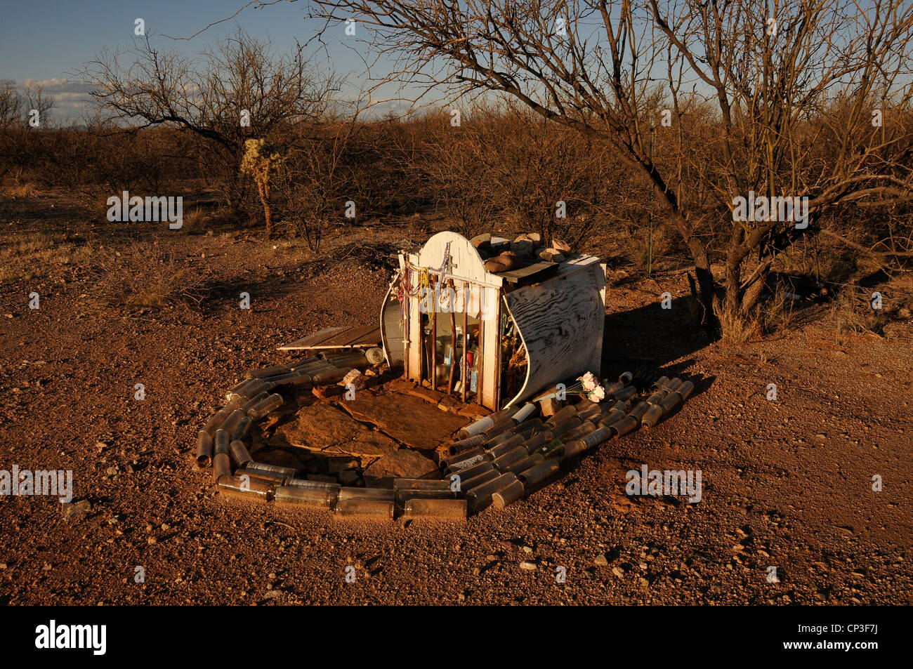 A roadside shrine along Route 286 south of Three Points in the Sonoran ...