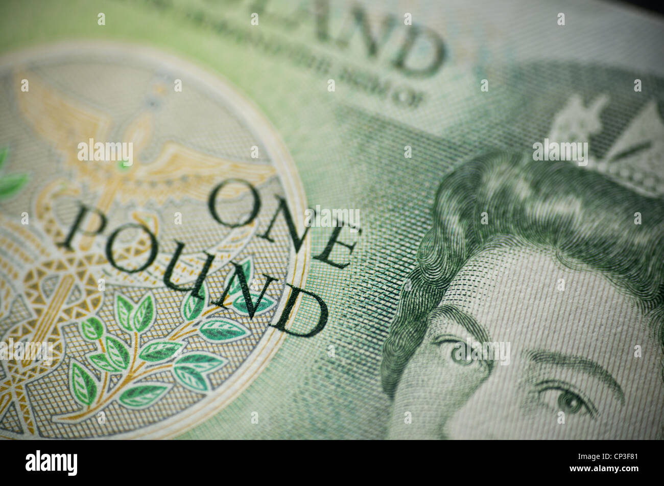 UK bank note one pound £1 Queen Elizabeth II One pound note Stock Photo ...