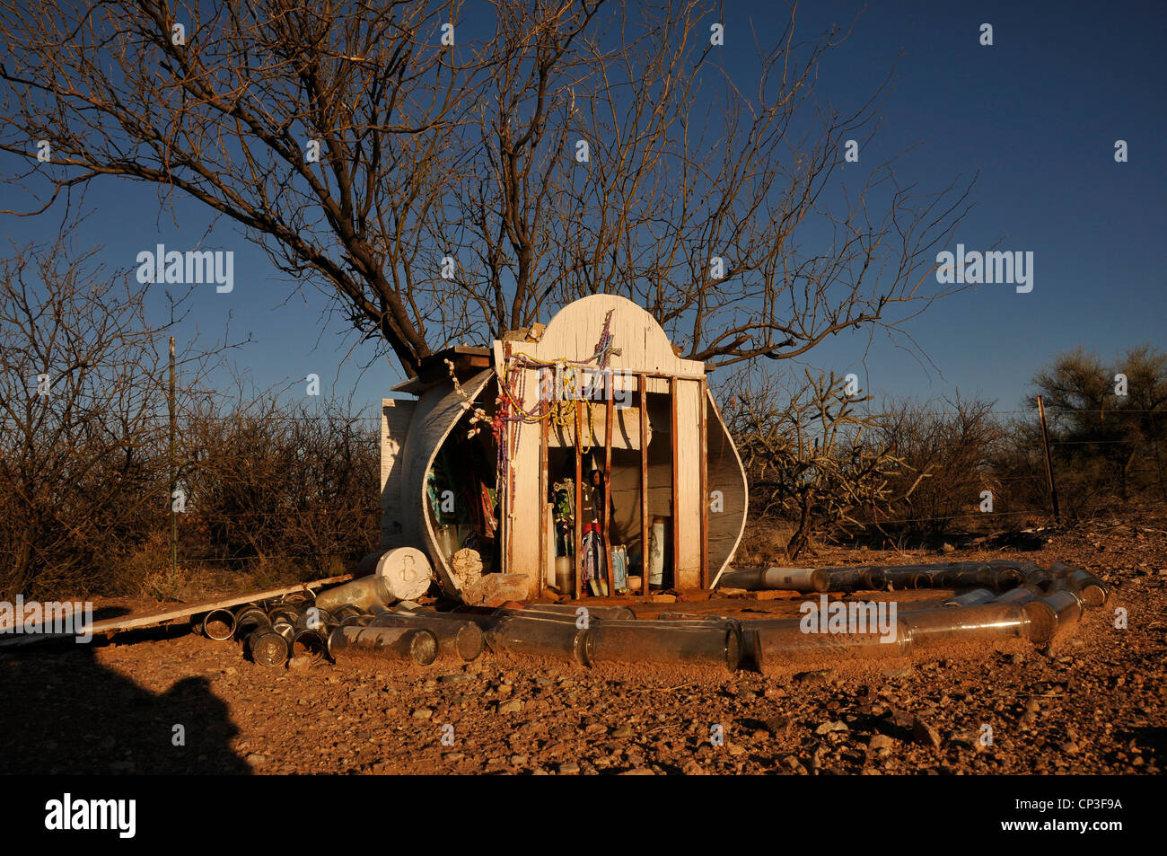 A roadside shrine along Route 286 south of Three Points in the Sonoran ...