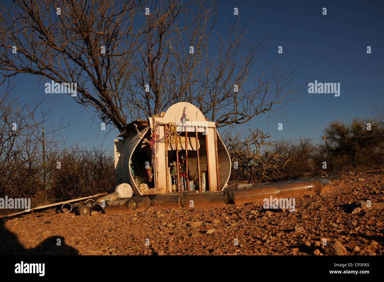 A roadside shrine along Route 286 south of Three Points in the Sonoran ...