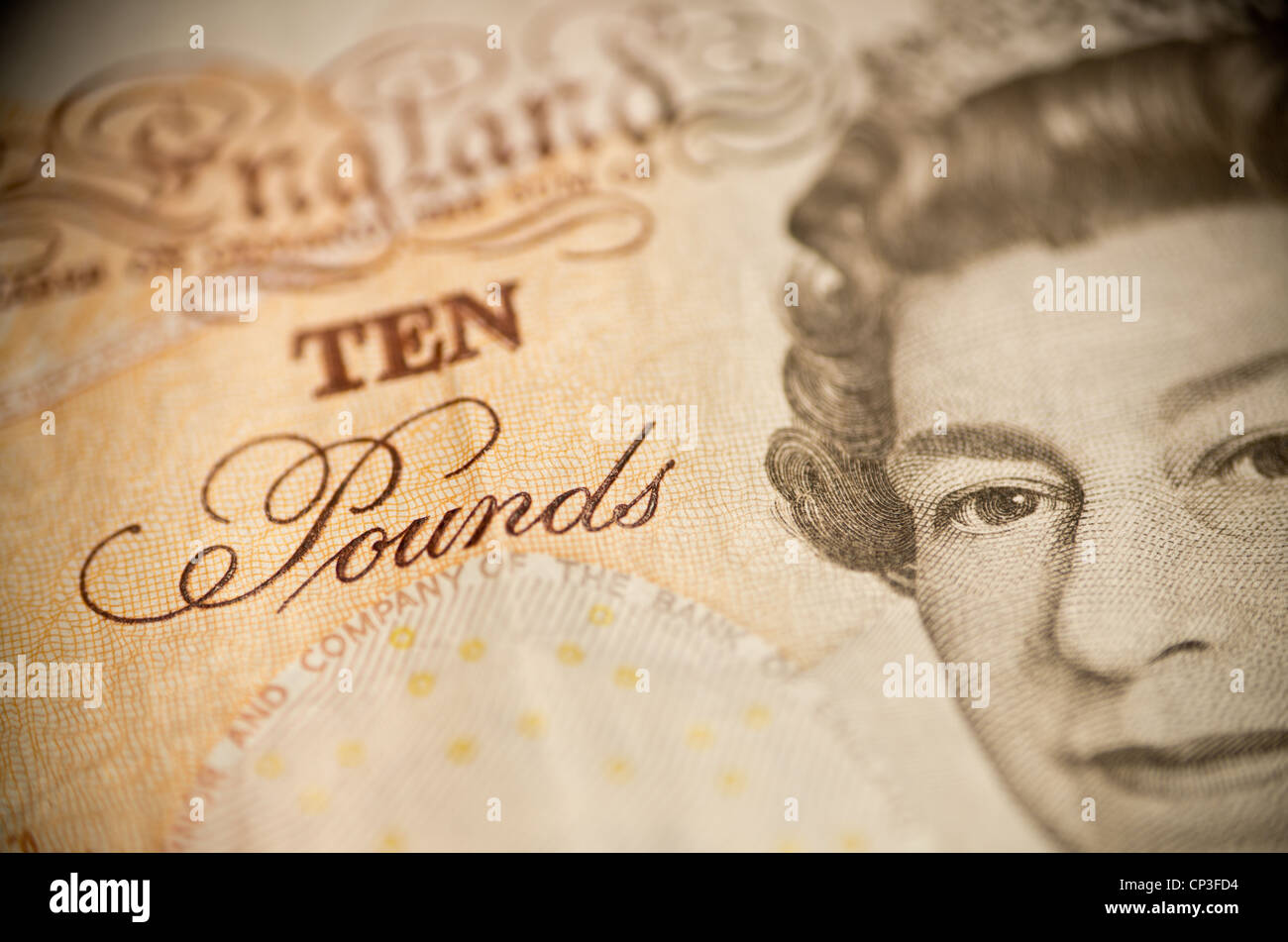 UK bank note ten pounds £10 Queen Elizabeth II Ten pound note Stock ...