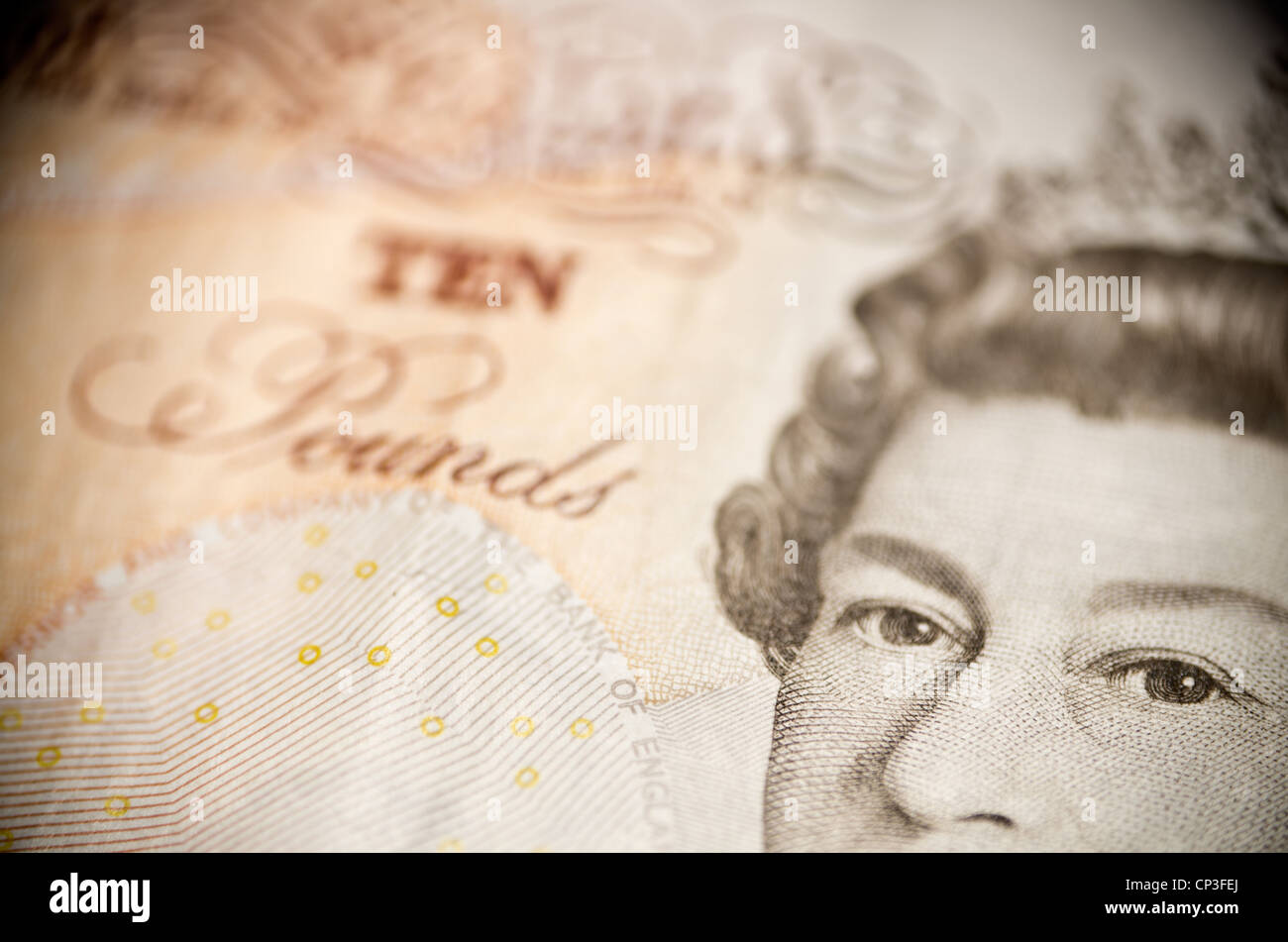 UK bank note ten pounds £10 Queen Elizabeth II Ten pound note Stock ...