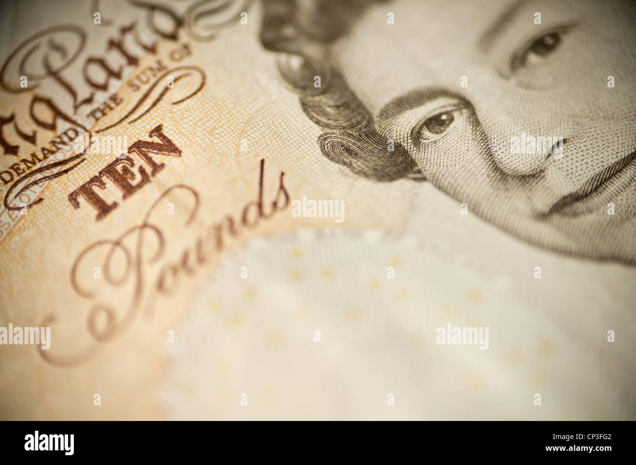 UK bank note ten pounds £10 Queen Elizabeth II Ten pound note Stock ...