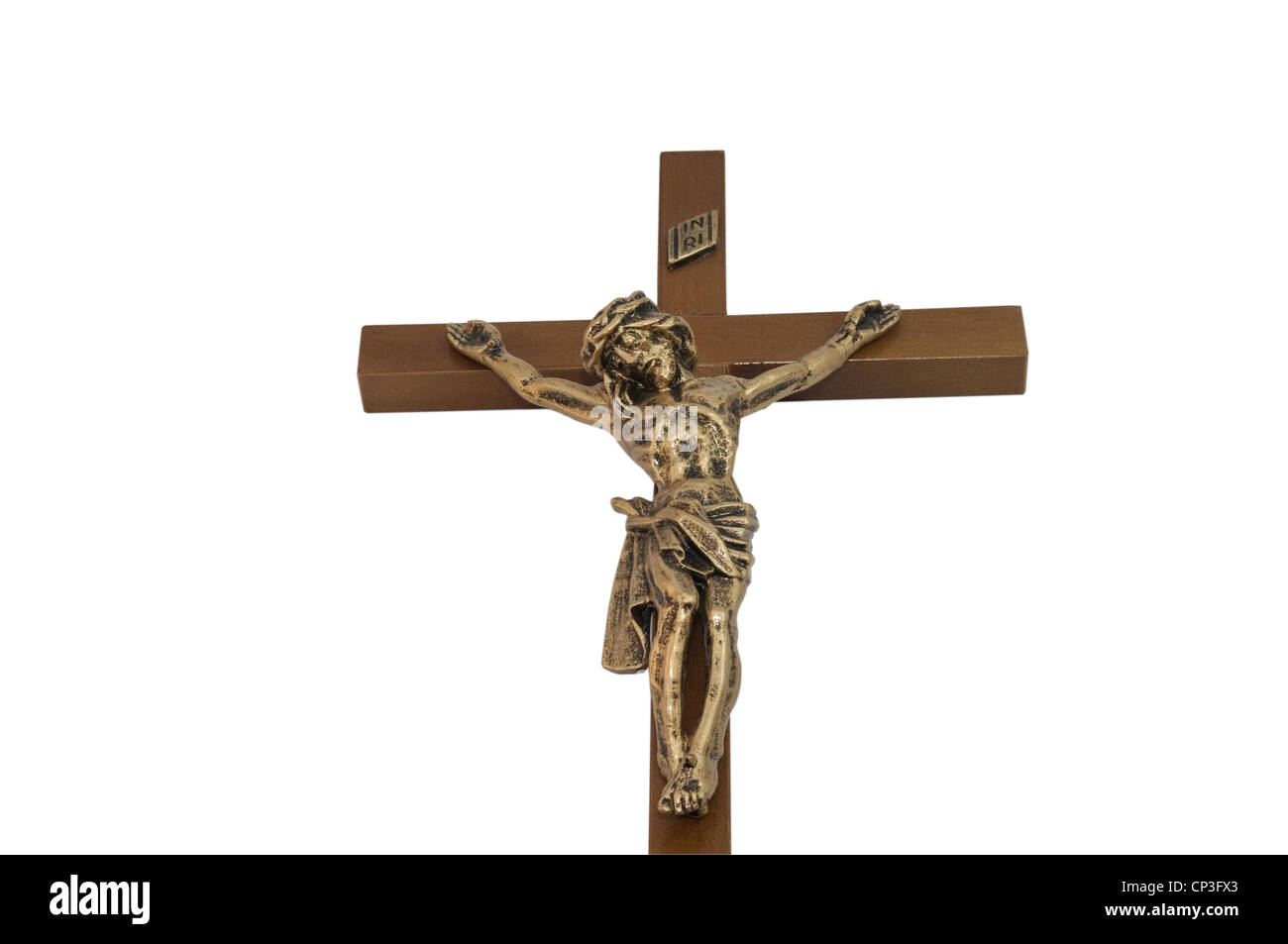 Jesus on the cross isolated on white background Stock Photo - Alamy