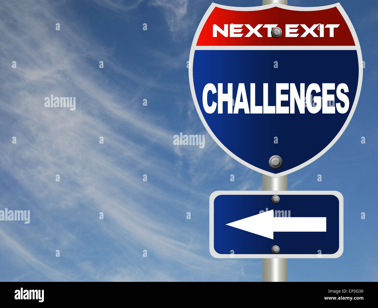 Challenges road sign Stock Photo - Alamy