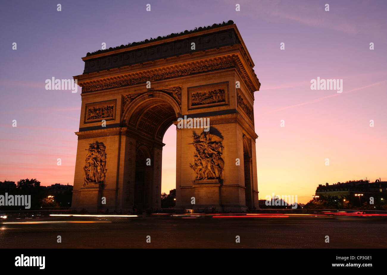 Arc de Triomphe at sunset Paris France Stock Photo - Alamy