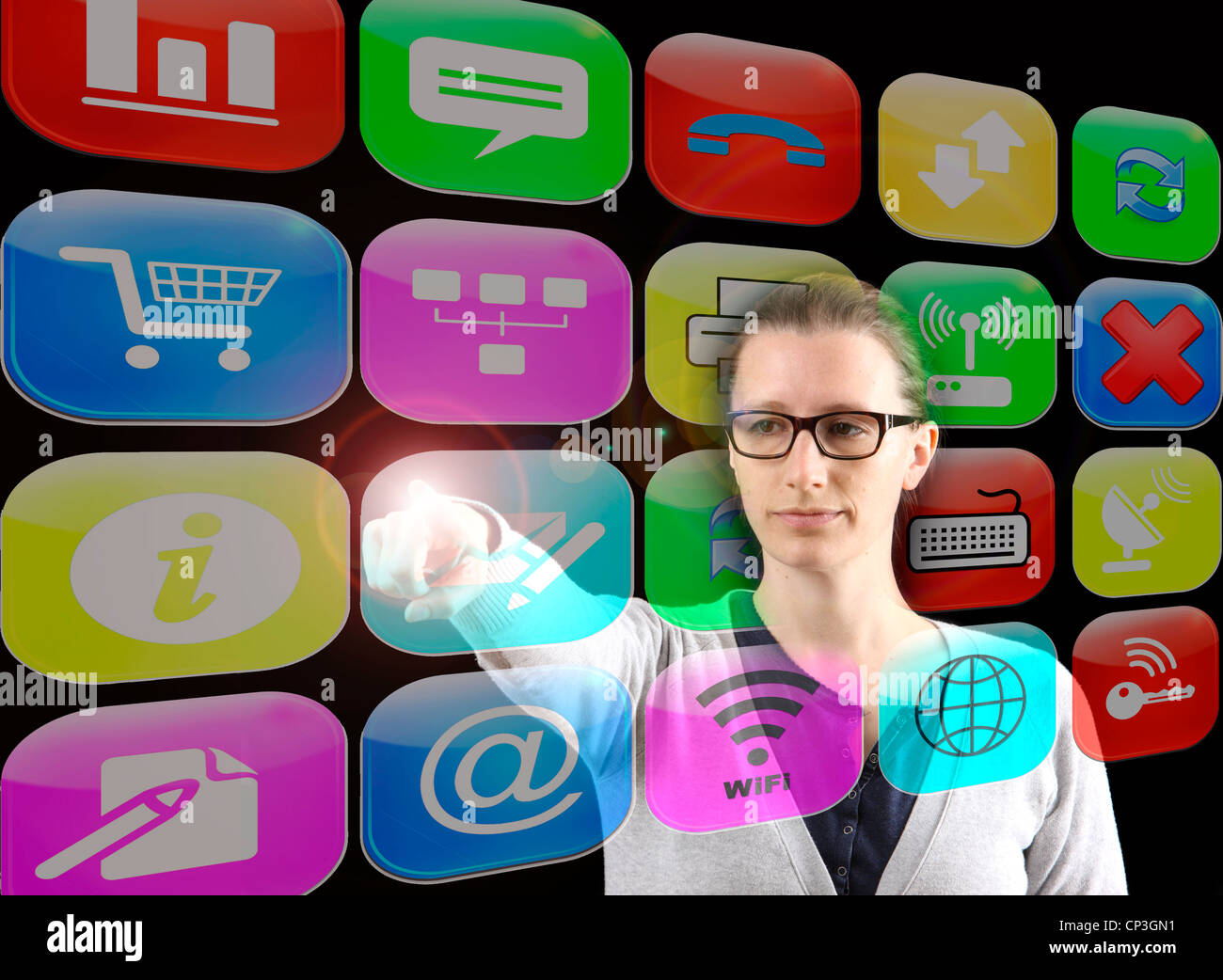 Symbolic image, Icon, virtual work, operate. Icons virtual control ...