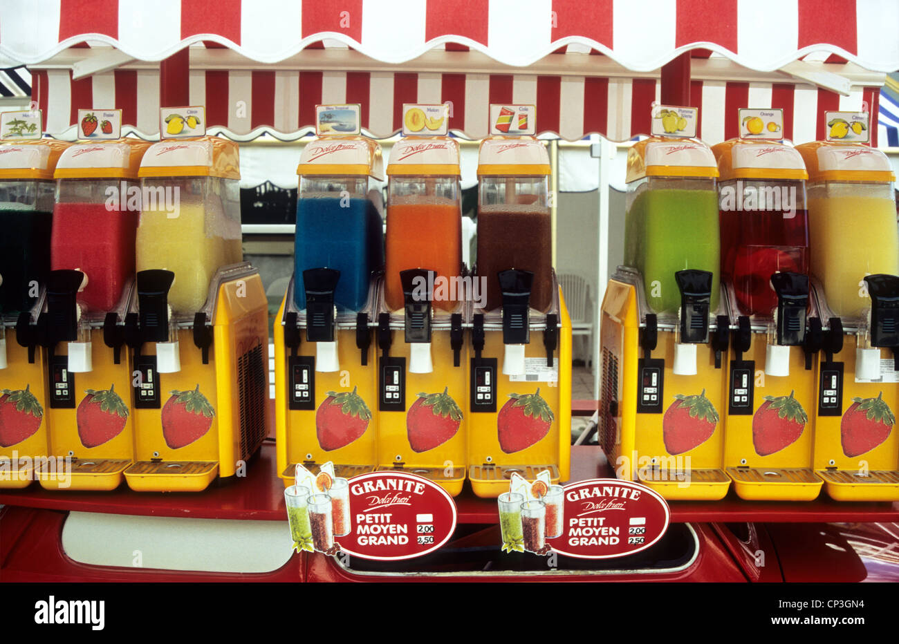 Italy, Liguia, San Remo, slush machine for vending ice drinks Stock ...