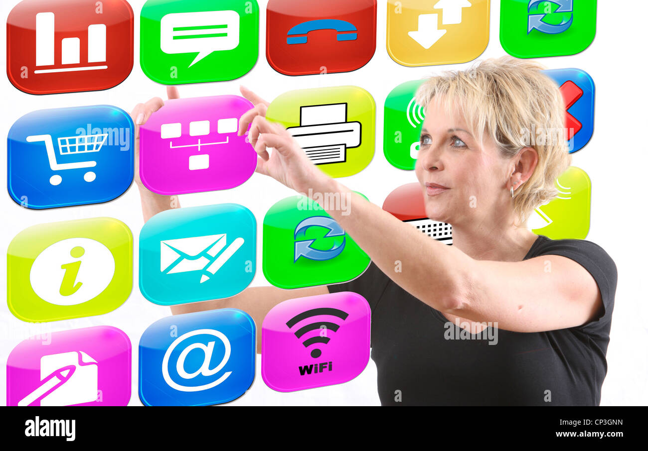 Symbolic image, Icon, virtual work, operate. Icons virtual control ...