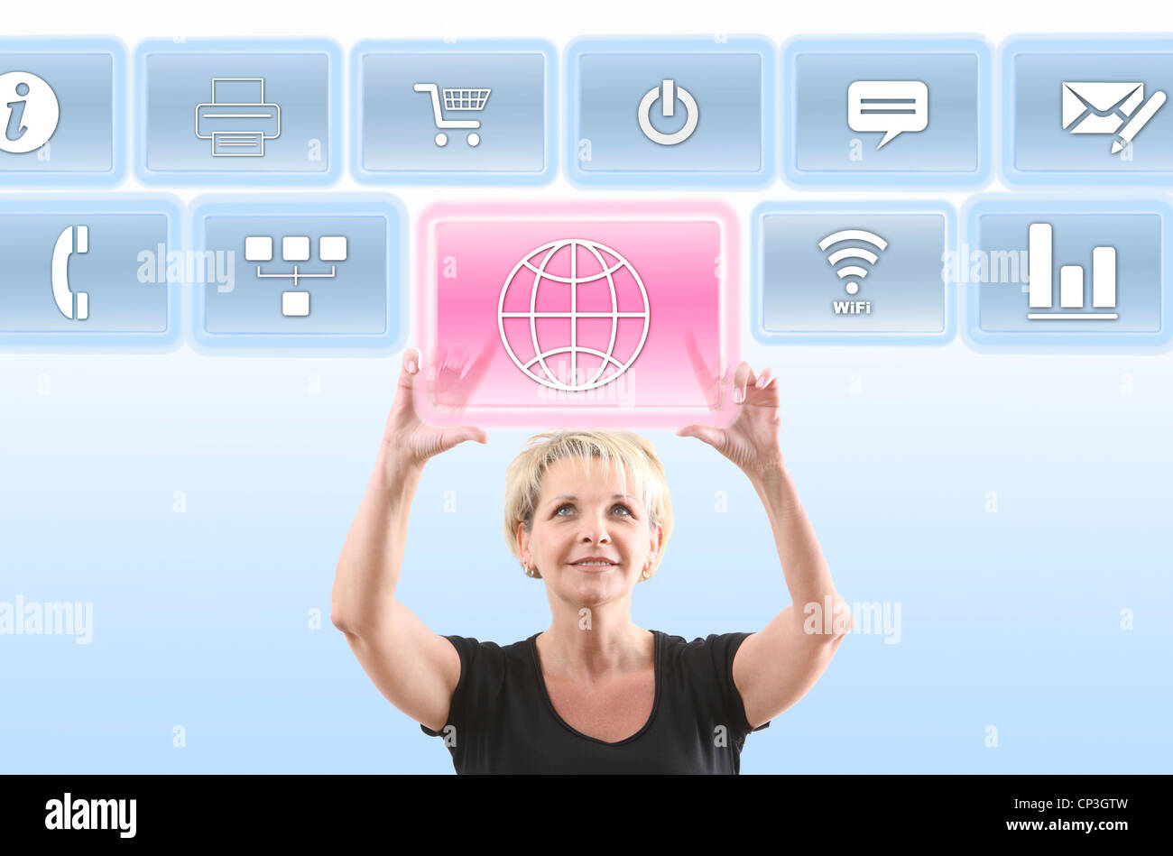 Symbolic image, Icon, virtual work, operate. Icons virtual control ...