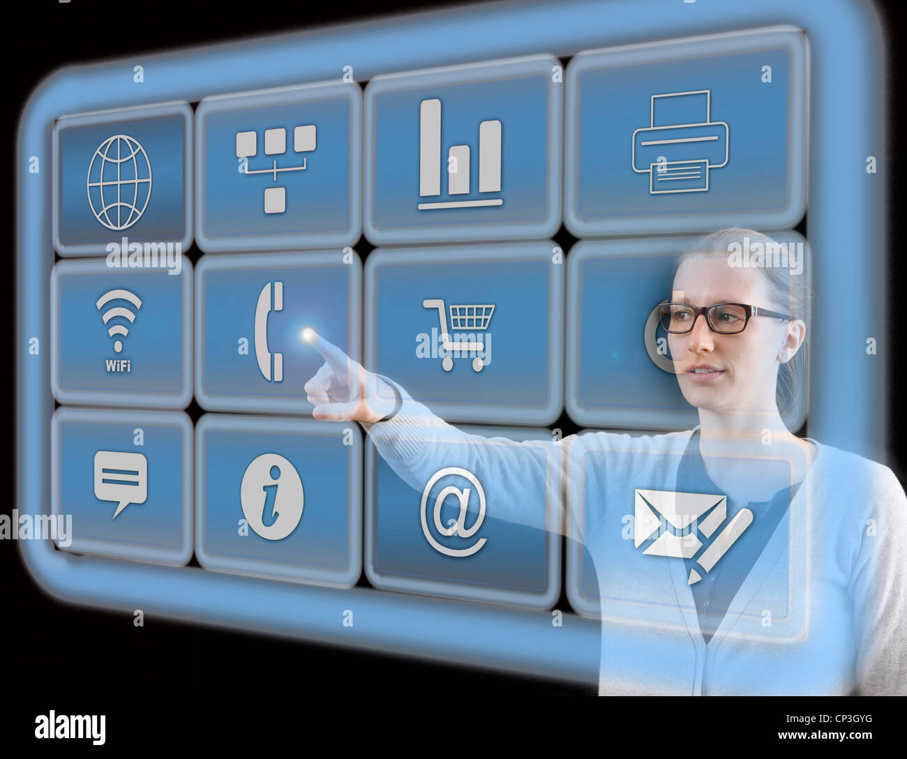 Symbolic image, Icon, virtual work, operate. Icons virtual control ...