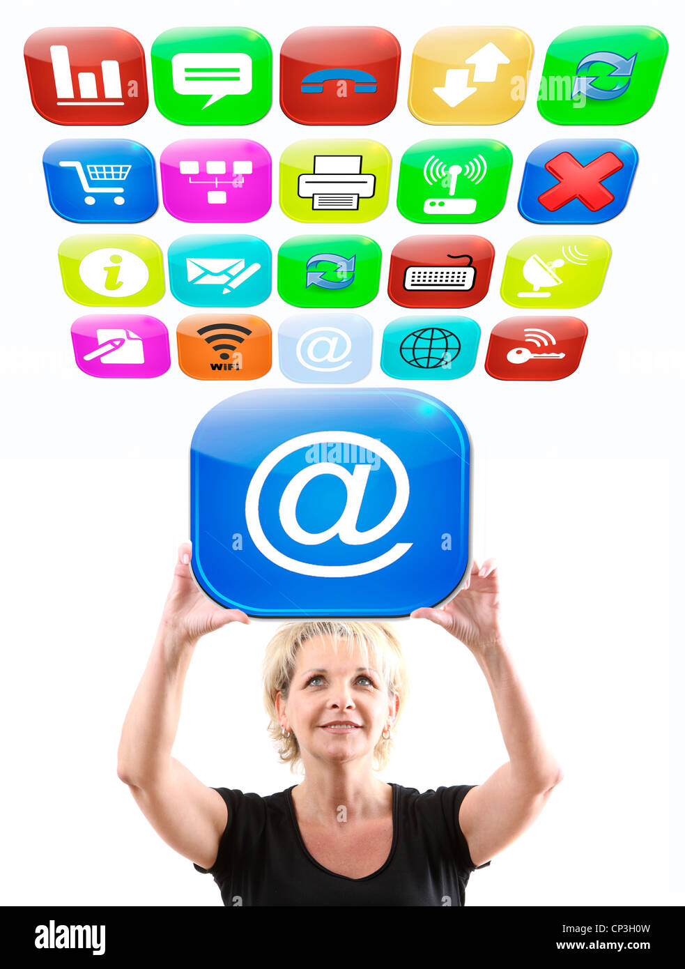 Symbolic image, Icon, virtual work, operate. Icons virtual control ...