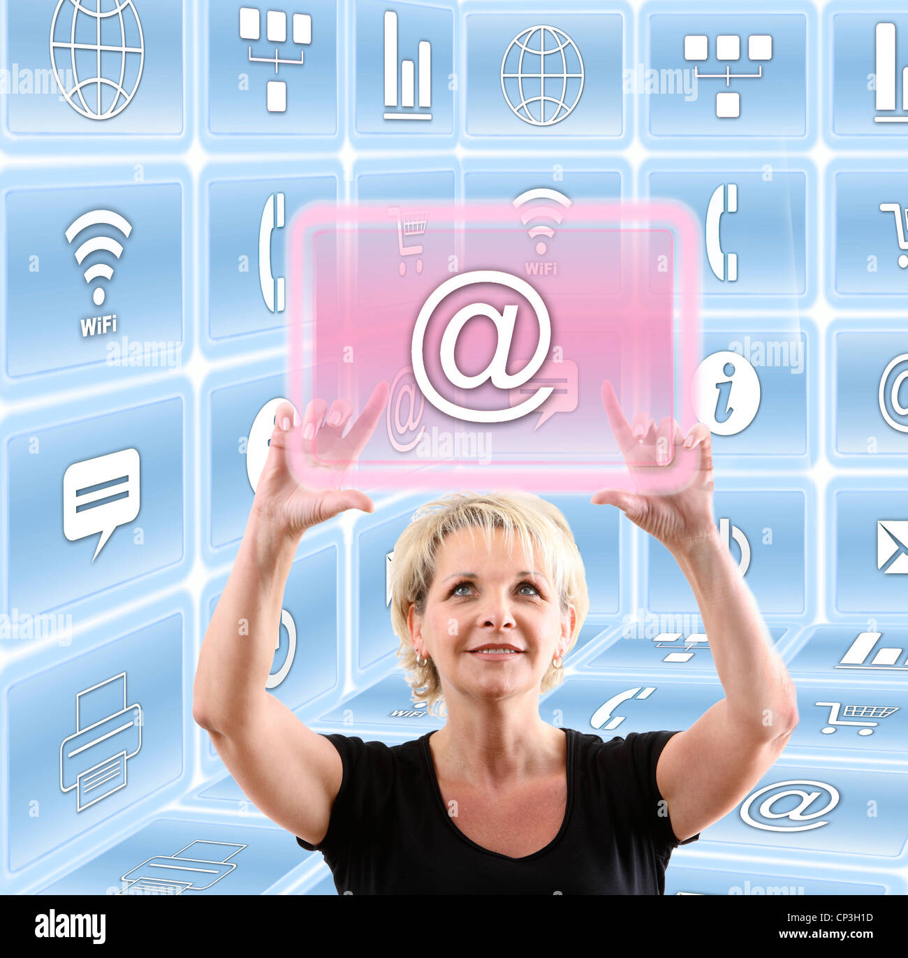 Symbolic image, Icon, virtual work, operate. Icons virtual control ...