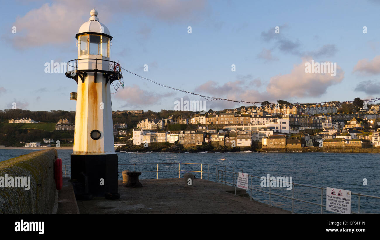 St Ives Lighthouse at sunrise Stock Photo - Alamy