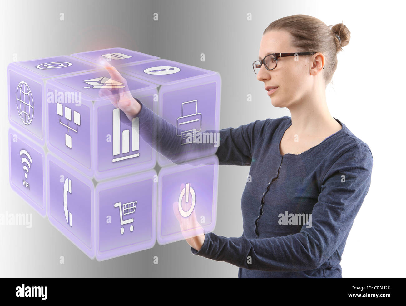 Symbolic image, Icon, virtual work, operate. Icons virtual control ...