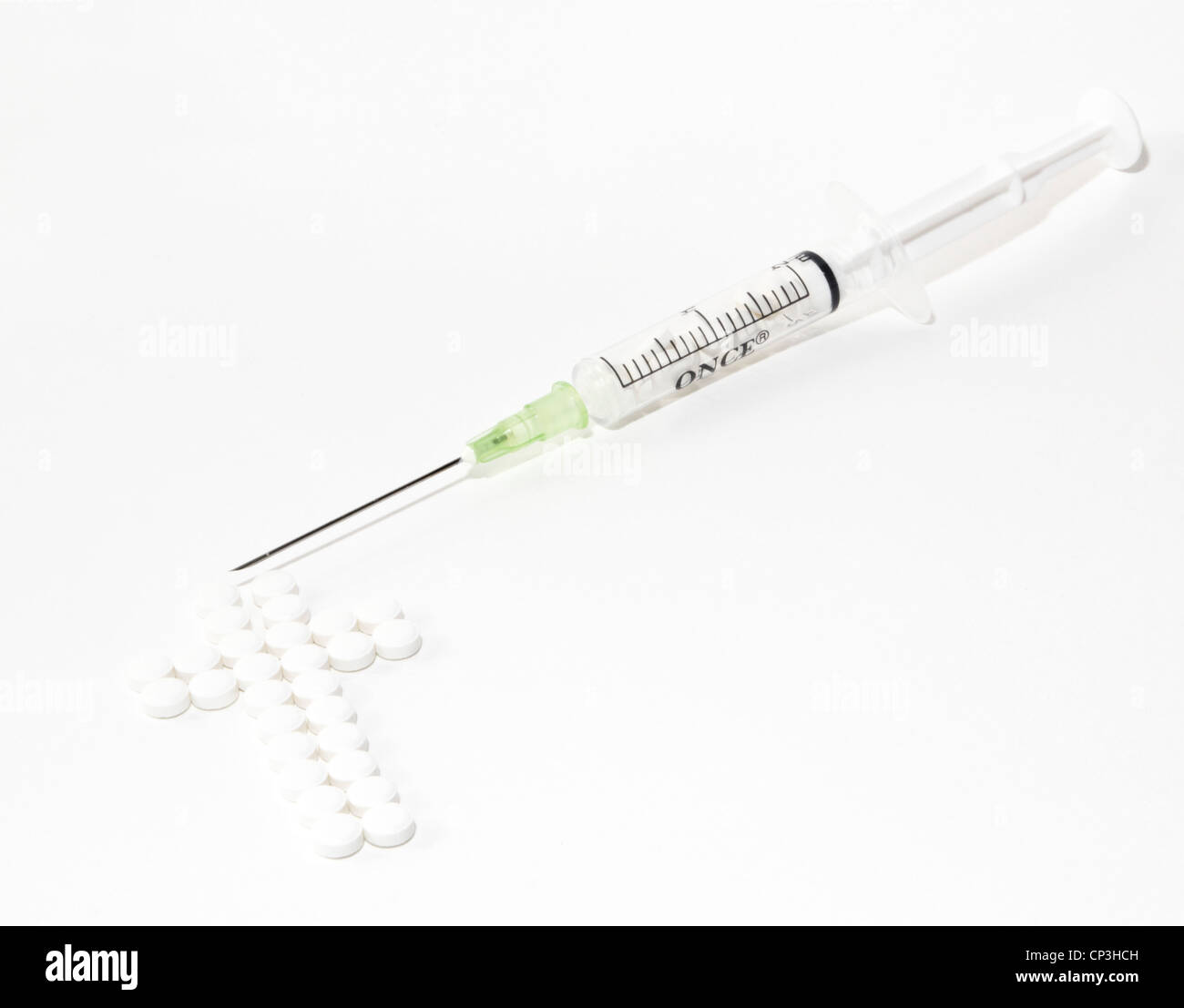 syringe full of pills and cross Stock Photo - Alamy