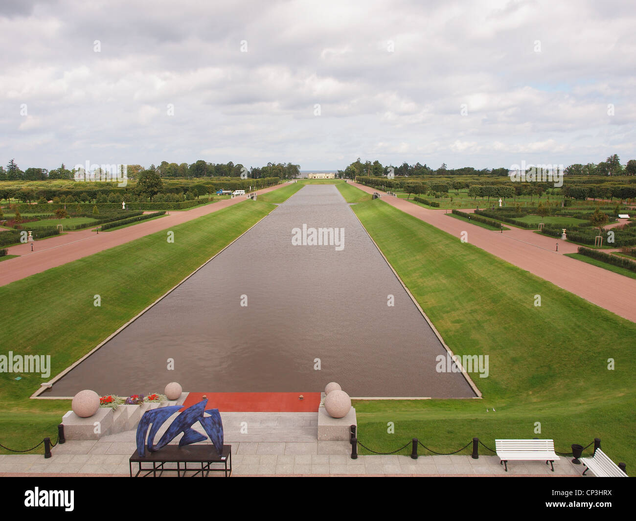 View from the terrace of the Constantine Palace in Strelna, St ...