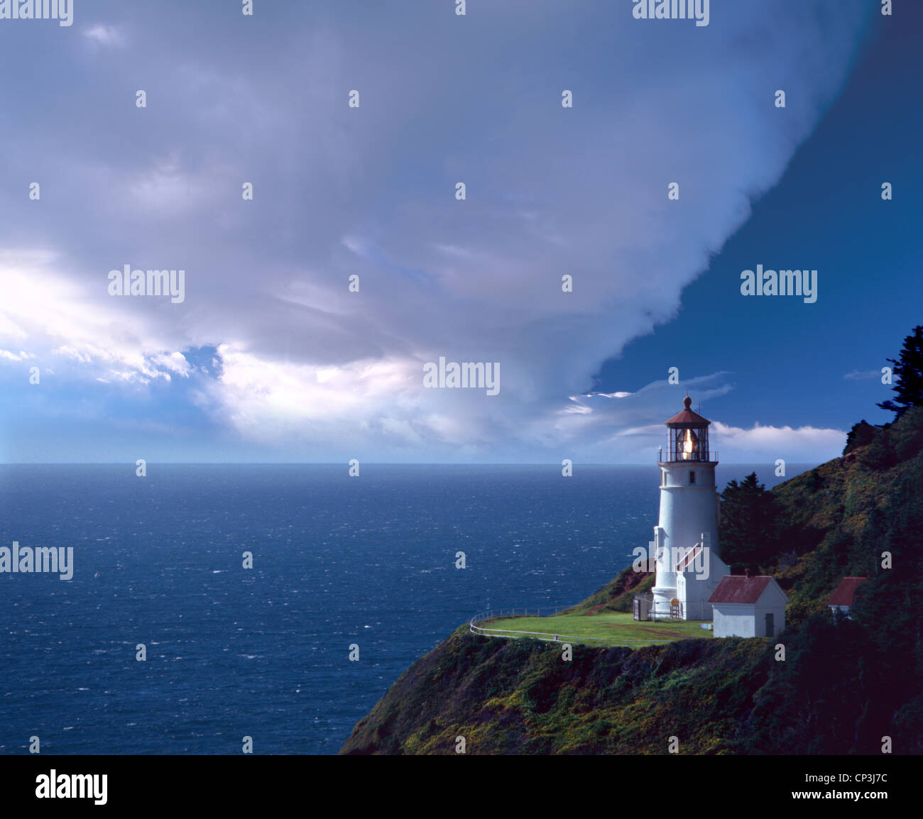 Aerial photo of Heceta Head Lighthouse, Oregon coast, USA Stock Photo ...