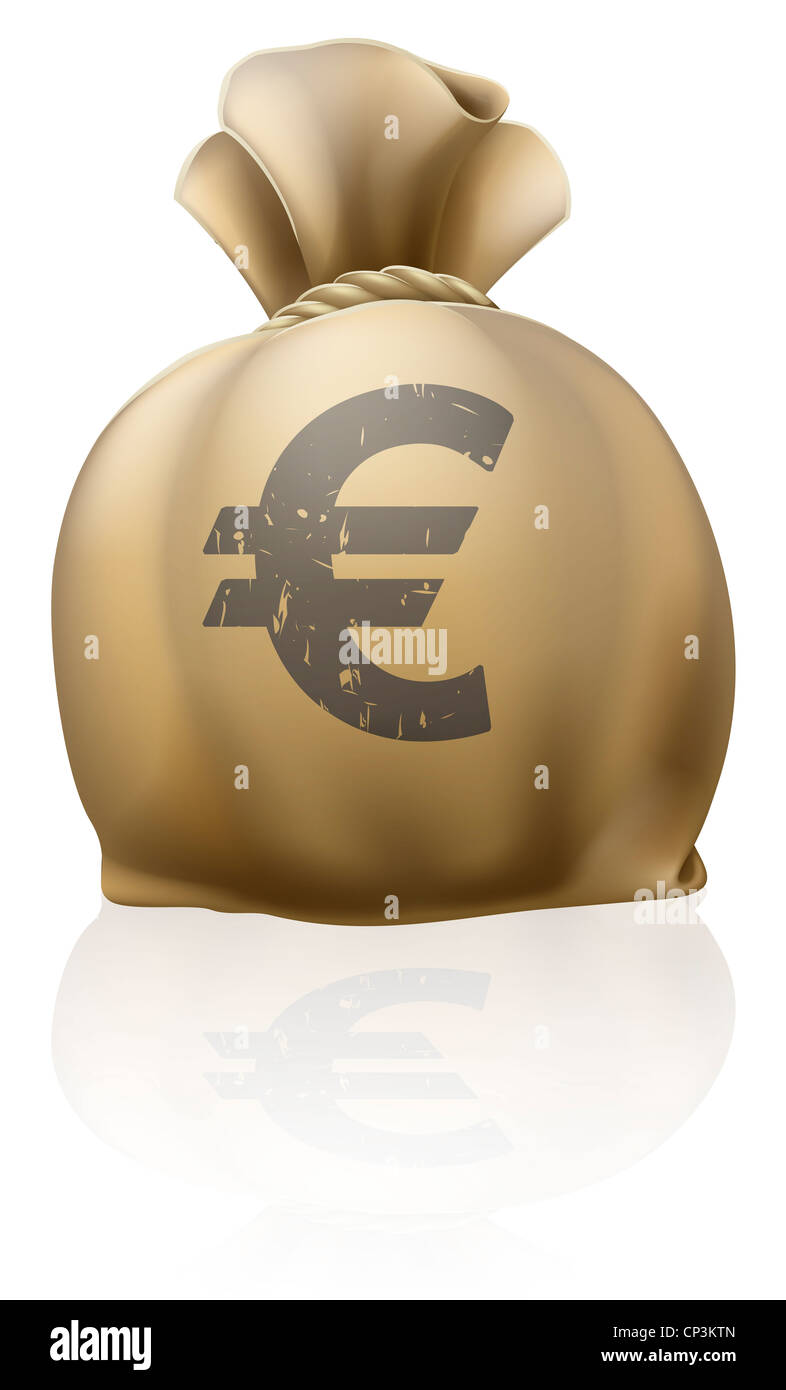Illustration of a big sack with Euro currency sign Stock Photo - Alamy
